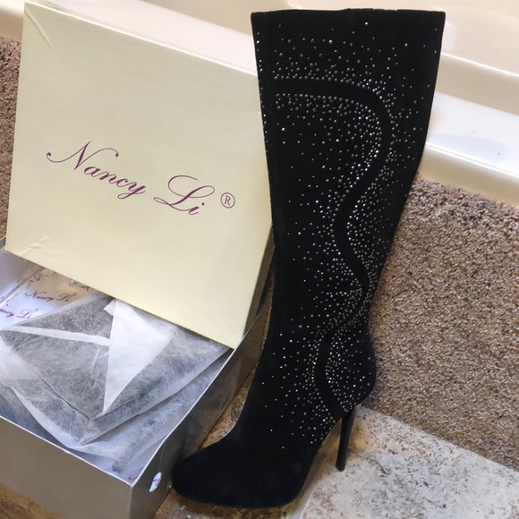 Nancy Li | Shoes | Sexy Vegas Nancy Li Embellished Stiletto Boot | Poshmark